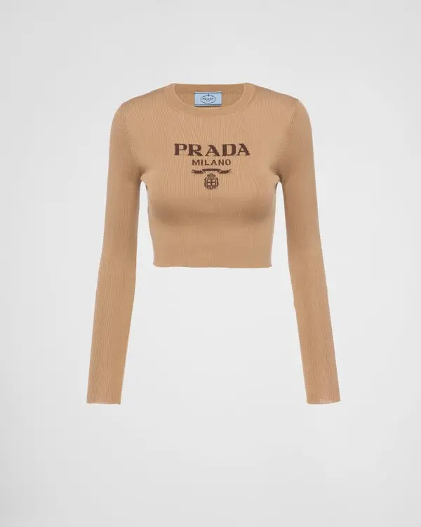 PRADA 2023 RIBBED-KNIT CROPPED JUMPER